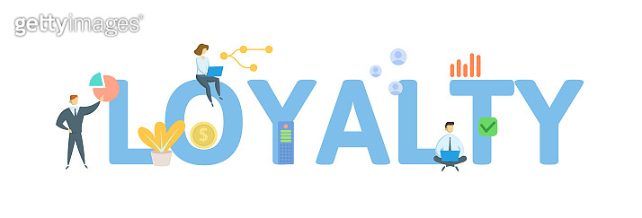 LOYALTY. Concept with people, letters and icons. Flat vector ...