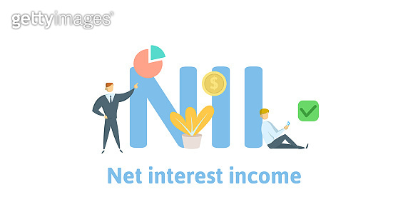 NII, Net Interest Income. Concept with keywords, letters and icons ...