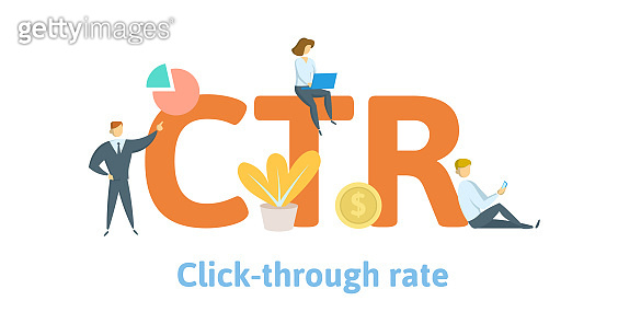 CTR, click trough rate. Concept with keywords, letters, and icons. Flat ...