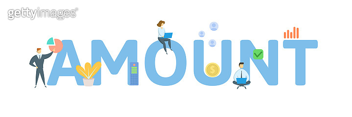 AMOUNT. Concept with people, letters and icons. Flat vector ...