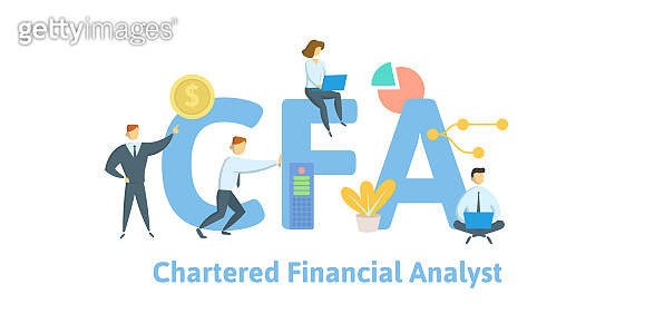 CFA, Chartered Financial Analyst. Concept with keywords, letters and ...