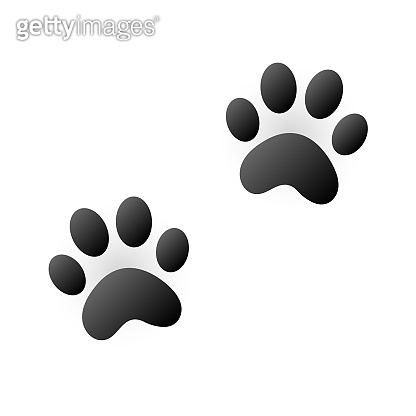 Cat footprint cartoon on white background vector illustration.Gradient ...