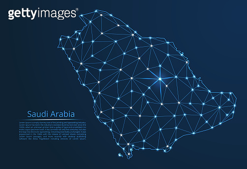 Saudi Arabia communication network map. Vector low poly image of a ...