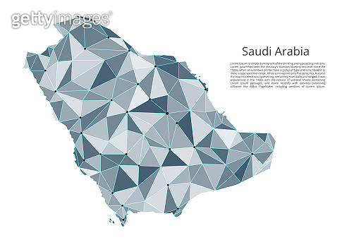 Saudi Arabia communication network map. Vector low poly image of a ...