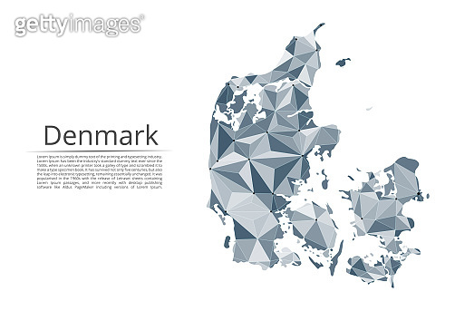 Map of Denmark connection. Vector low-poly image of a global map with ...