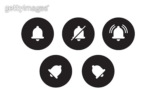 Notification vector icons of bell. Alarm alert message bells, reminder application and ...