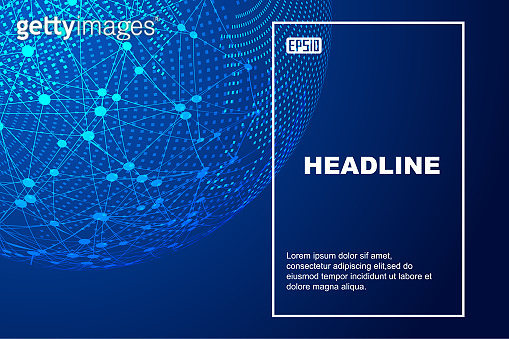Cosmic wormhole vortex, world map, dot and line composition ...