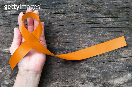 Amber color ribbon for raising awareness campaign on appendix cancer ...