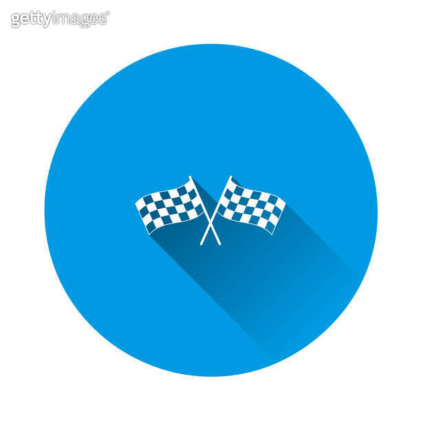 Vector car racing flag icon. Start, finish symbol on blue background ...