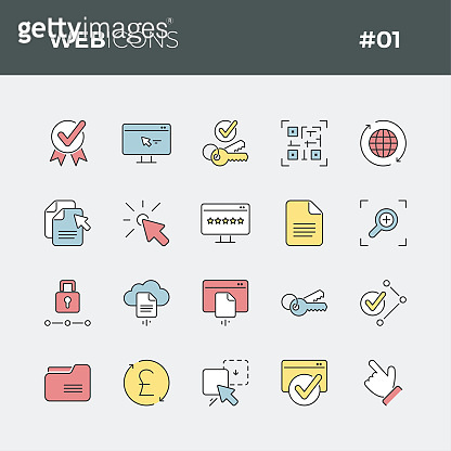 Web linear color icons set #01 - Iconset with button symbol of web ...