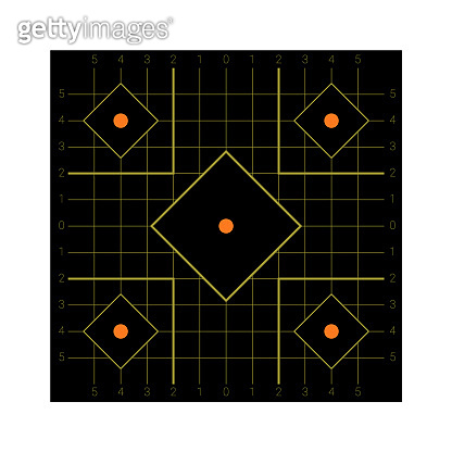 Square shaped shooting target with a points zones for firing practice ...