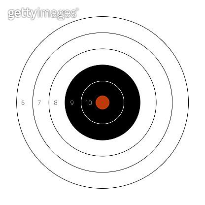 Circular shooting target with a marked bullseye for firing practice on ...