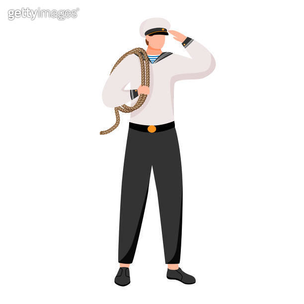 Sailor flat vector illustration. Seaman in work uniform. Maritime ...