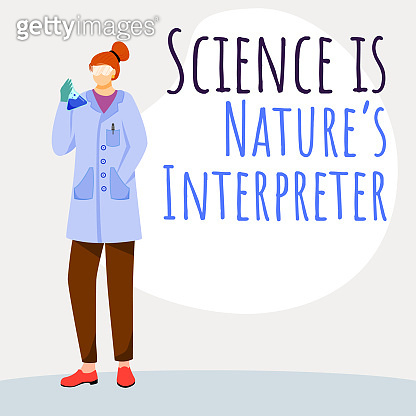 Science is natures interpreter social media post mockup. Chemist in lab ...