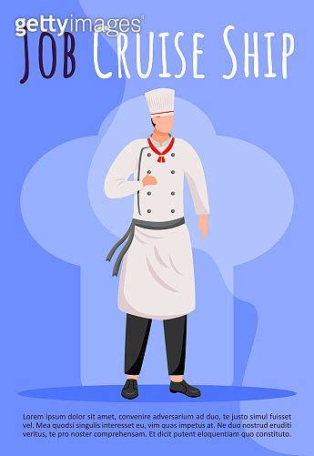 Job cruise ship poster vector template. Ocean liner professional cook ...