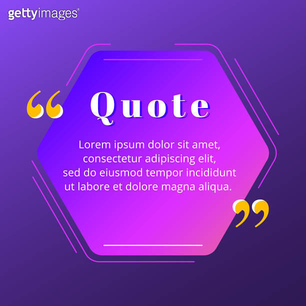 Quote blank frame vector template. Blue and purple gradient speech ...