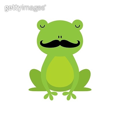 Illustration of a green frog with mustache cartoon character 이미지 ...