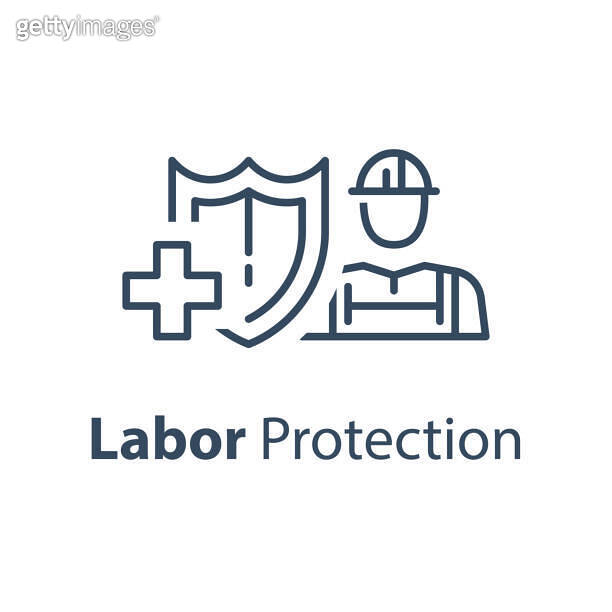 Worker and shield, medical insurance, labor safety, health protection ...