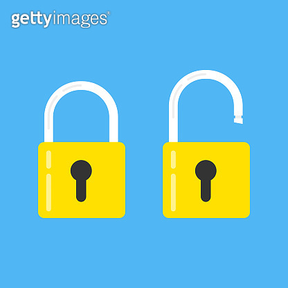 Lock open and lock closed. Concept password, blocking, security. Icon ...