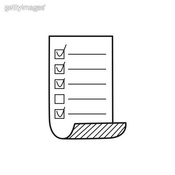 Hand drawn check lists paper isolated on a white. Sketch of check lists ...