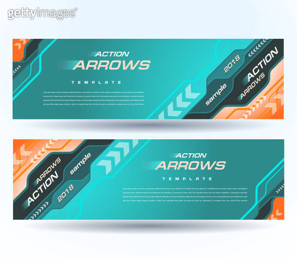 Banner arrows action theme blue color 이미지 (1130301965) - 게티이미지뱅크