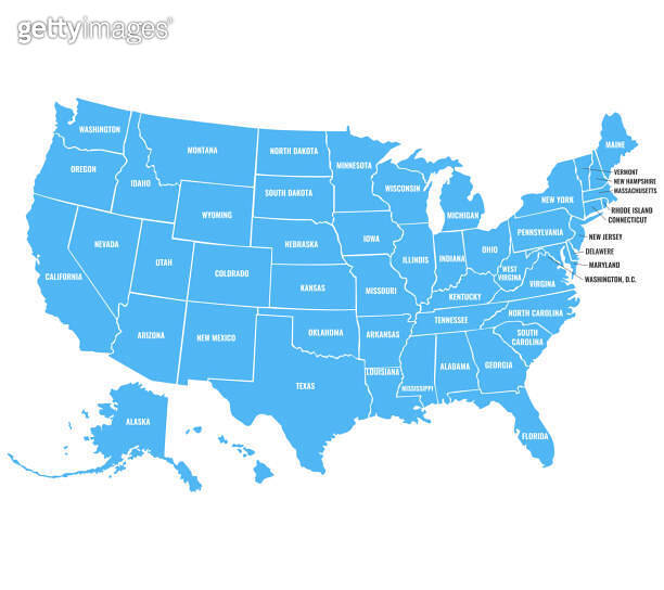 United States of America with full names of states. Vector illustration ...