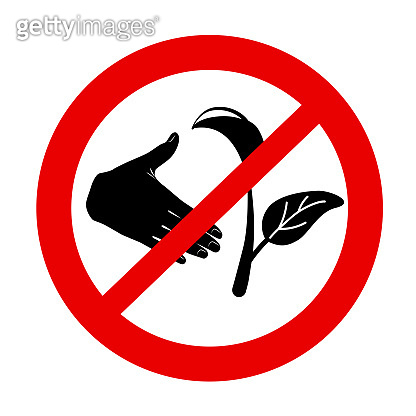 Do not pluck plants forbidden red sign. No picking flowers vector icon ...