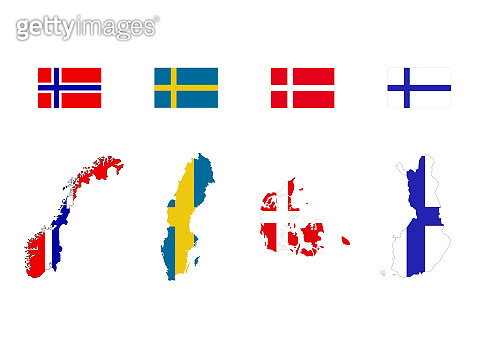 Scandinavian countries maps and flags (1131764323) 일러스트, 무료 일러스트, 아이콘 ...