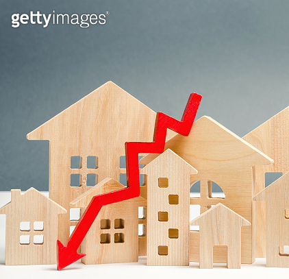 The concept of falling real estate market. Reduced interest in the ...