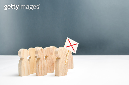 People go outside and join the protest movement. An angry mob of wooden ...