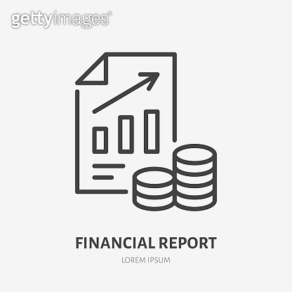 Financial report line icon, vector pictogram of document with money ...