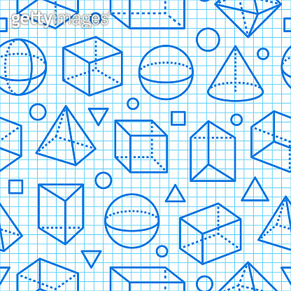 Geometric shapes seamless pattern flat line icons. Modern abstract ...