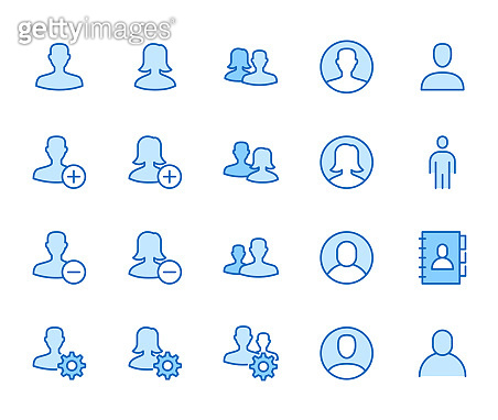 People icons, simple flat line set. Man, woman avatar, user profile ...