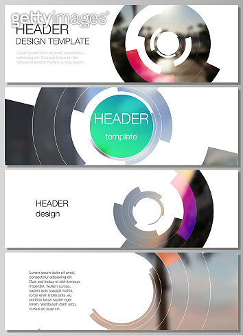 The minimalistic vector illustration of the editable layout of headers ...