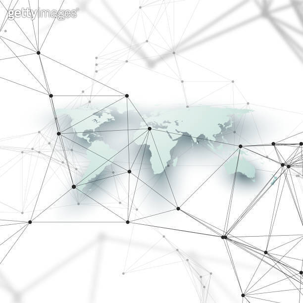Abstract futuristic network shapes. High tech background, connecting ...