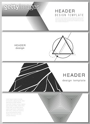 The minimalistic vector illustration of the editable layout of headers ...