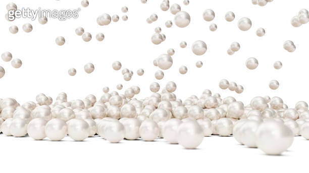 Pearls in motion. Beautiful jewerly for womens. Pile of pearls close up ...