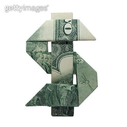 Money Origami DOLLAR SIGN Peso Symbol Mark Folded with Real TWO Dollars ...