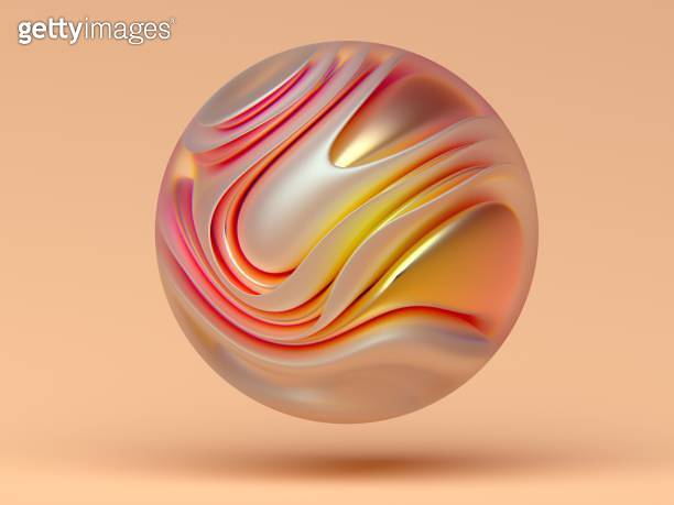 3d render of abstract 3d glass ball with blur effect on the edges with ...