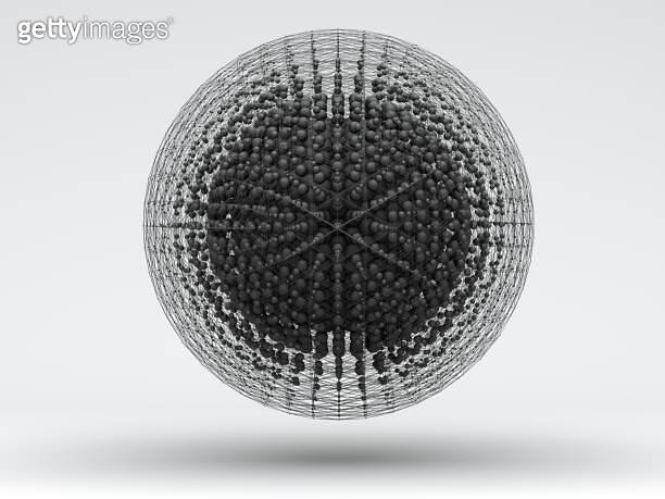 3d render of abstract abstract 3d ball with wire structure based on ...