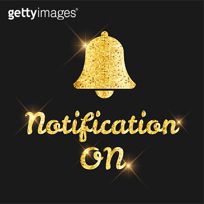 Golden glitter Notification On text and bell icon. (1095493814) - 게티이미지뱅크