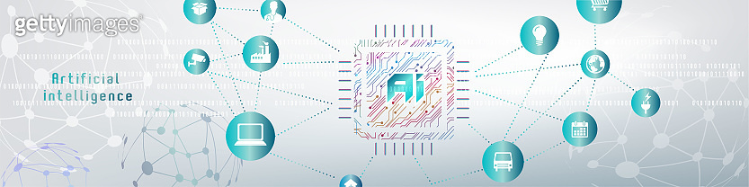 Vector illustration of Intelligence chip on circuit motherboard ...
