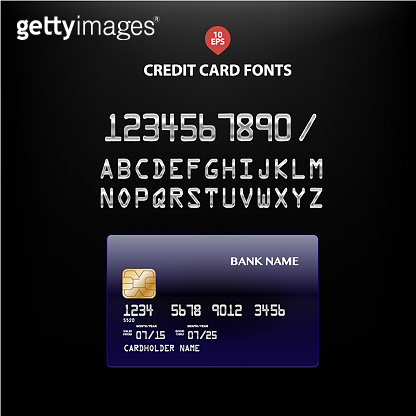 Detailed metallic credit card fonts 이미지 (1129273042) - 게티이미지뱅크