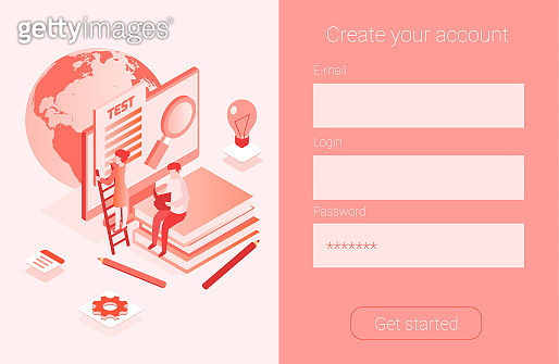 The register form web page design templates for language courses ...