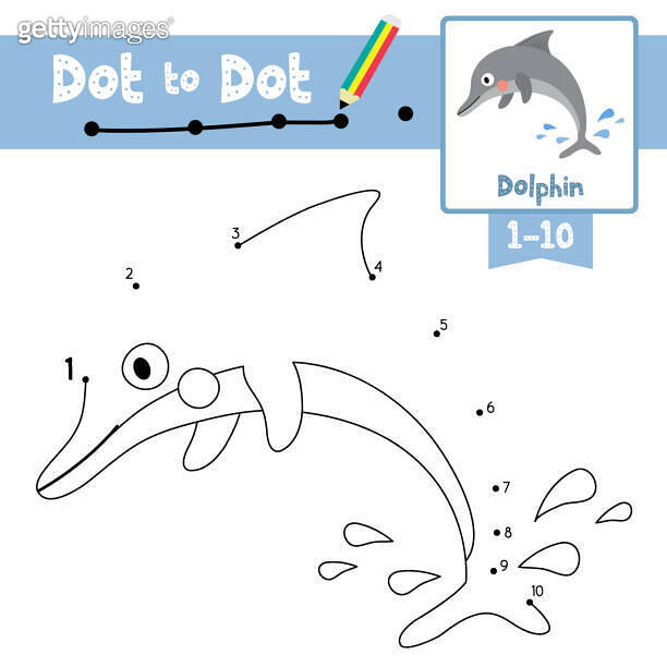 Dot to dot educational game and Coloring book of Dolphin animals ...