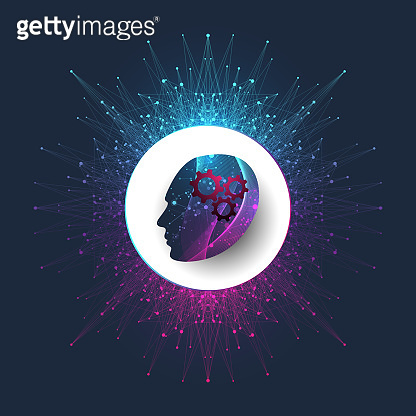 Artificial intelligence logo vector icon AI banner. Cloud computing concept. Data mining, neural ...