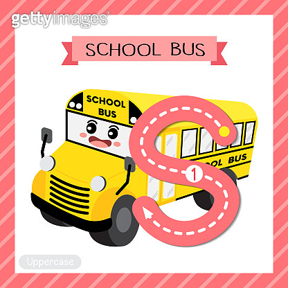 Letter S uppercase tracing. School Bus (1131308889) - 게티이미지뱅크