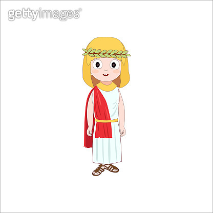Ancient rome cartoon character of girl wearing traditional costume ...