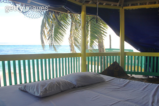 Beach fale, a simple open 'hut' (faleo'o Samoan language), popular in ...