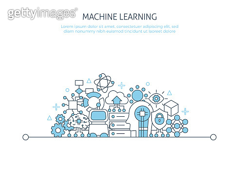 Machine learning banner. For landing page ai brain , digital human ...